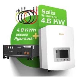 Solis/ Pylontech Komplettset 4,6 kW Niedervolt Hybridwechselrichter (SOL-S5-EH1P4.6K-L-EU) & 4,8 kWh Niedervolt Batteriespeicher Pylontech US5000
