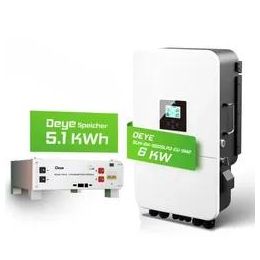 Deye Komplettset 6 kW Hybridwechselrichter (SUN-6K-SG05LP3-EU-SM2) & 5 kWh Batteriespeicher Deye SEG
