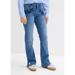 bonprix Bootcut-Jeans Mid Waist, blau, mit Baumwolle
