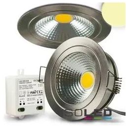 Isoled LED Einbaustrahler rund 5W COB 400lm 60&deg; warmwei&szlig; Nickel Downlight EEK G [A-G]