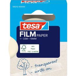 Tesafilm&reg; Paper Klebefilm, transparent, 19 mm x 33 m, leise abrollend, l&ouml;sungsmittelfrei, 1 Rolle