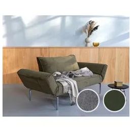 Innovation &raquo;ZEAL&laquo; Design-Sofa 216 Flashtex Dark Grey / Stem helles Holz