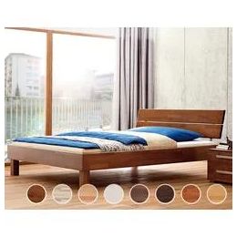 Hasena Wood-Line Massivholzbett Premium Cantu/Duetto 160x200 cm Buche walnuss 20 cm