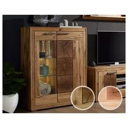 3S Frankenm&ouml;bel &raquo;Albero&laquo; Massivholz Highboard I WZ-0315 / Kernbuche / Links