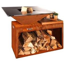 BlackForestSteel &raquo;FyrR Island Storage Corten&laquo; Plancha Grill 85x85 cm