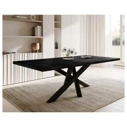 BlackWood &raquo;Table4YOU Atlanta Black Edition&laquo; Wildeiche Massivholztisch gerade Kante / Wildeiche schwarz / 4 cm / 220x100 cm