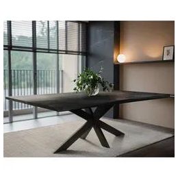 BlackWood &raquo;Table4YOU Austin Black Edition&laquo; Wildeiche Massivholztisch gerade Kante / Wildeiche schwarz / 4 cm / 180x100 cm