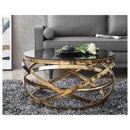 Salesfever &raquo;Vela&laquo; Couchtisch gold klares Glas