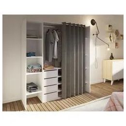 TemaHome &raquo;Tom 2.1&laquo; Kleiderschrank mit Vorhang Wei&szlig; Taupe 112/185x182x50 cm
