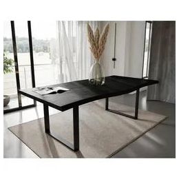 BlackWood &raquo;Table4YOU Amarillo Black Edition&laquo; Wildeiche Massivholztisch gerade Kante / Wildeiche schwarz / 4 cm / 180x100 cm