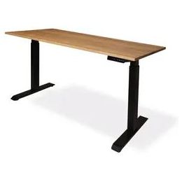 Klenk &raquo;Woodpower&laquo; Schreibtisch h&ouml;henverstellbarer Wildeiche massiv 180x80 cm / Schwarz
