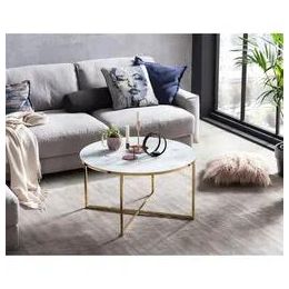 Salesfever &raquo;Daisy&laquo; Couchtisch Wei&szlig;/Gold 80x45x80 cm