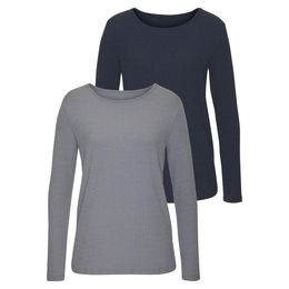 Vivance Langarmshirt 'mit sommerlicher Rippstruktur' mehrfarbig Gr. 44/46 f&uuml;r Damen. Mit Rundhals. Figurumspielend. Nachhaltig.