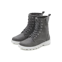 Lascana Stiefelette grau Gr. 44 f&uuml;r Damen. Mit Spitze