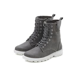 Lascana Stiefelette grau Gr. 42 f&uuml;r Damen. Mit Spitze