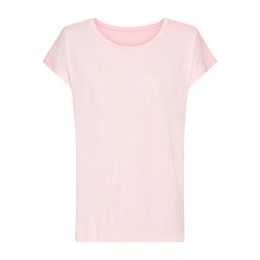 Lascana Pyjamaoberteil pink Gr. 36/38 f&uuml;r Damen. Rundhals und Spitze. Nachhaltig.