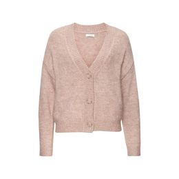 Lascana Strickjacke beige Gr. 40/42 f&uuml;r Damen. Mit tiefer V-Ausschnitt. Figurumspielend