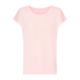 Lascana Pyjamaoberteil pink Gr. 36/38 f&uuml;r Damen. Rundhals und Spitze. Nachhaltig.