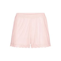 Lascana Pyjamashorts pink Gr. 32/34 f&uuml;r Damen. Mit Spitze. Loose Fit. Nachhaltig.