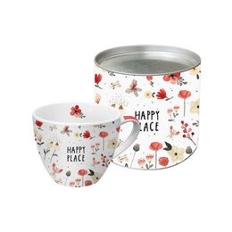PPD Jumbotasse "Happy Place" in Wei&szlig;/ Rot - 450 ml - 38% | Gedeckter-tisch