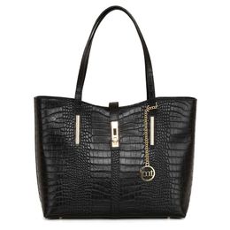 Mia Tomazzi Leder-Schultertasche in Schwarz - (B)35 x (H)28 x (T)14 cm - 76% | Damen-taschen