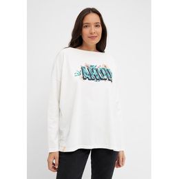 Derbe Longsleeve in Wei&szlig;/ Bunt - 80% | Gr&ouml;&szlig;e M | Damen-tops