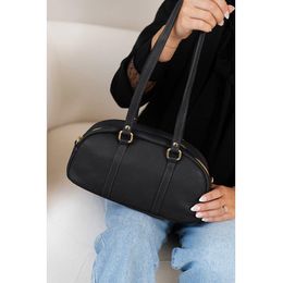 Lia Biassoni Leder-Schultertasche "Dollaro" in Schwarz - (B)28 x (H)15 x (T)8 cm - 71% | Damen-taschen
