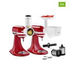 KitchenAid 3tlg. Set: Fleischwolf, P&uuml;rieraufsatz und Gem&uuml;seschneider "5KSM2FPPC" in Wei&szlig; - 43% | Kuechengeraete