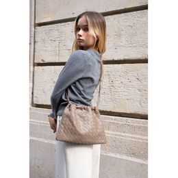 Victor & Hugo Paris Leder-Umh&auml;ngetasche "Eloa" in Taupe - (B)23 x (H)13 x (T)8 cm - 75% | Damen-taschen
