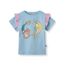 Smafolk Sm&aring;folk Shirt " Meerjungfrau und Delfin" in Hellblau/ Bunt/ Rosa - 54% | Gr&ouml;&szlig;e 122/128 | Kinder-oberteile