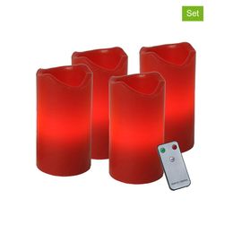 STAR TRADING 4er-Set: LED-Wachskerzen "Advent" in Rot - (H)10 cm - 28% | Kerzen-vasen