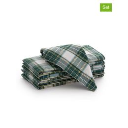 GAMUSI 6er-Set: Servietten ''Check'' in Wei&szlig;/ Gr&uuml;n - (L)45 x (B)45 cm - 22% |