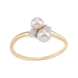 Revoni Gold-Ring mit Diamanten und Perlen - 76% | Gr&ouml;&szlig;e 55 | Schmuck