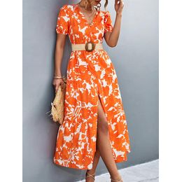 Ariel Tesoro Kleid in Orange/ Wei&szlig; - 57% | Gr&ouml;&szlig;e 42 | Damen-kleider