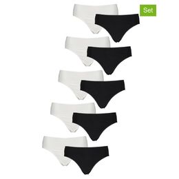 Petite Fleur 10er-Set: Slips in Wei&szlig;/ Schwarz - 56% | Gr&ouml;&szlig;e 48 | Damen-unterteile