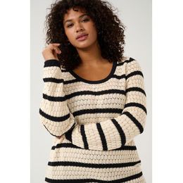 Kaffe curve Pullover "Celina" in Creme/ Schwarz - 65% | Gr&ouml;&szlig;e S | Damen-pullover-cardigans