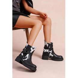 Foreverfolie Boots in Schwarz/ Wei&szlig; - 70% | Gr&ouml;&szlig;e 40 | Damen-stiefel