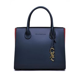 CXL by Christian Lacroix Leder-Henkeltasche "Montaigne" in Blau - (B)32 x (H)26 x (T)15 cm - 72% | Damen-taschen