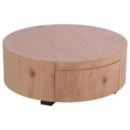 Stylife Couchtisch, Eiche, Holz, Holzwerkstoff, Eiche, furniert, 1 Schublade(n) Schubladen, rund, 80x30x80 cm, Stauraum, Wohnzimmer, Wohnzimmertische, Couchtische, Couchtische mit Stauraum