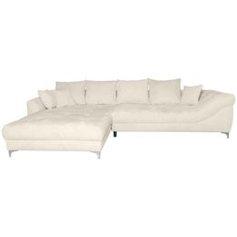 CARRYHOME Ecksofa, Greige, Textil, 5-Sitzer, F&uuml;llung: Schaumstoff, Ottomane links, L-Form, einmalig seitenverkehrt montierbar, 329x227 cm, R&uuml;cken echt, Wohnzimmer, Sofas & Couches, Wohnlandschaften, Ecksofas