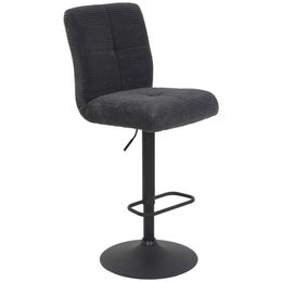 Boxxx Barhocker, Anthrazit, Schwarz, Metall, Textil, S&auml;ule, Bodenplatte, 44x102-124x57 cm, Sitzfl&auml;che 360&deg; drehbar, Esszimmer, Barm&ouml;bel, Barhocker