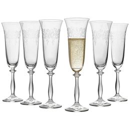 Novel Sektglas-Set, Klar, Glas, 6-teilig, 190 ml, 25 cm, Pantografieverzierung, Essen & Trinken, Gl&auml;ser, Gl&auml;ser-Sets