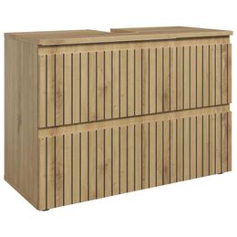 Mid.you Waschbeckenunterschrank, Eiche Artisan, Holzwerkstoff, 2 Schublade(n) Schubladen, 80x57x36 cm, stehend, Badezimmer, Badezimmerschr&auml;nke, Waschbeckenunterschr&auml;nke