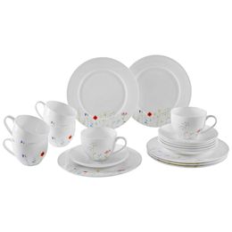 Novel Kaffeeservice Wildflower, Mehrfarbig, Keramik, 18-teilig, Blume, 250 ml,250 ml, Lfgb, Bsci, hitzebest&auml;ndig, verschiedene Motive/Dekore/Designs erh&auml;ltlich, Essen & Trinken, Geschirr, Geschirr-Sets, Kaffeeservice