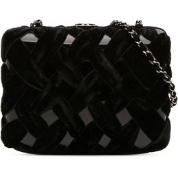 Chanel Hobo Bags - Woven Velvet and Resin Box Clutch with Chain - Gr. unisize - in Schwarz - f&uuml;r Damen