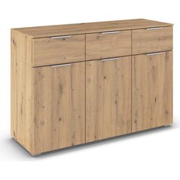 Rauch Kombikommode &raquo;Sideboard Schubladenkommode CORTONA mit Dekor-Front&laquo; Breite 120 cm inkl. Soft-Close-Funktion, mit 3 Schubladen und 3 verstellbaren