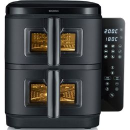 Severin Hei&szlig;luftfritteuse &raquo; S-Fry Duo Stack, FR 2468&laquo; 2800 W 2 Kammern, XXL-Doppelstock Airfryer, 11l, schwarz, Touchbedienung Hei&szlig;luftfritteuse