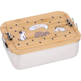 L&auml;ssig L&auml;ssig Kinder L&Auml;SSIG Lunchbox &raquo;Bamboo Happy Prints&laquo; 1 Stk. tlg. mit Holzdeckel silber