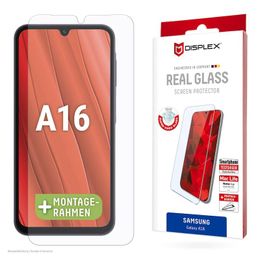 Displex Displayschutzglas &raquo;Real Glass&laquo; f&uuml;r Samsung Galaxy A16 Displayschutzfolie, Schutzfolie, Bildschirmschutz, kratz- & sto&szlig;fest transparent Glas Kontur und