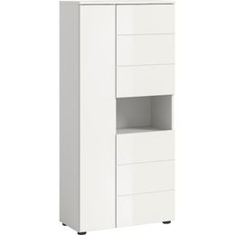 Welltime Midischrank &raquo;Biel, H&ouml;he 133 cm, 3 T&uuml;ren, 1 offenes Fach&laquo; 1 Stk. tlg. T&uuml;ranschlag wechselbar, modernes Design, Badschrank, Unterschrank, Bad 
